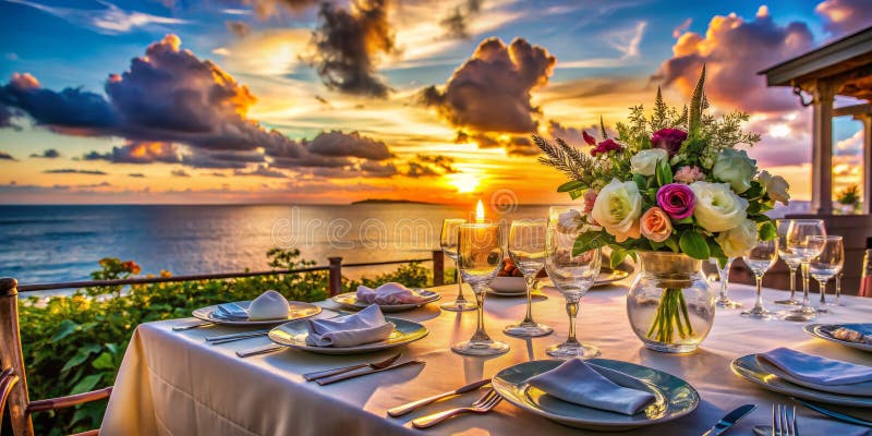 Oceanfront Dining Luxurious Beachside Table Setting with Stunning ...