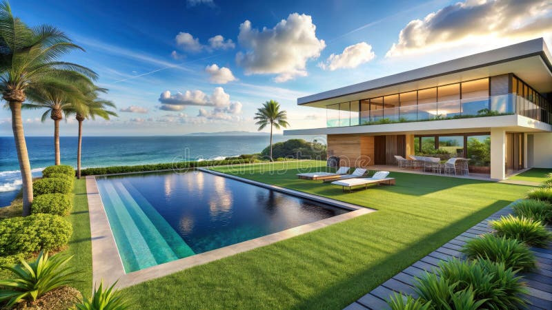 Oceanfront Modern Residence with Infinity Pool and Lush Landscaping ...