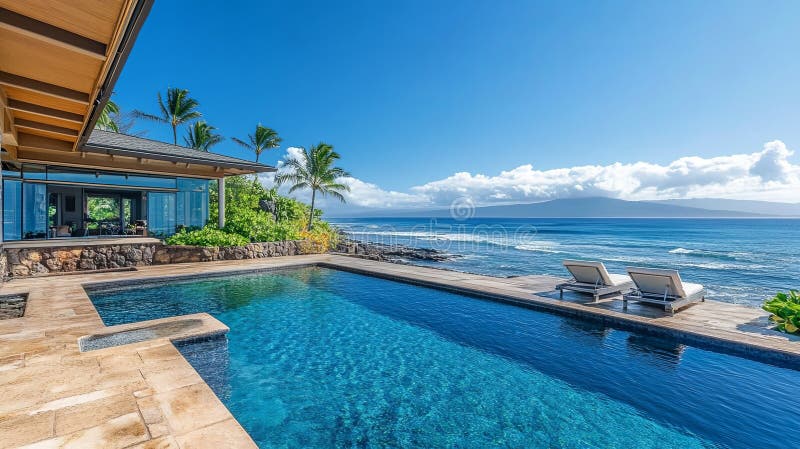 Oceanfront Property with Panoramic Views, Private Beach.. Stock Image ...