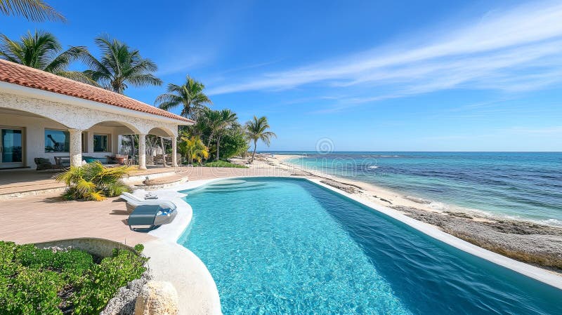 Oceanfront Property with Panoramic Views, Private Beach.. Stock Image ...