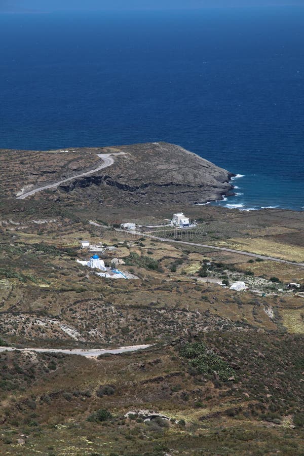 Oceanfront on Santorini Island Stock Image - Image of pasture, field ...