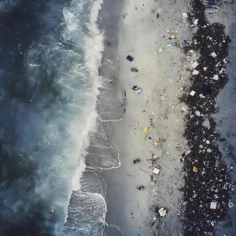 Oceanfront Wrecked by Scattered Plastic Debris Stock Image - Image of ...