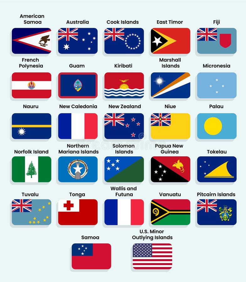 Oceania All Country Flags Icon Illustration Stock Vector - Illustration ...