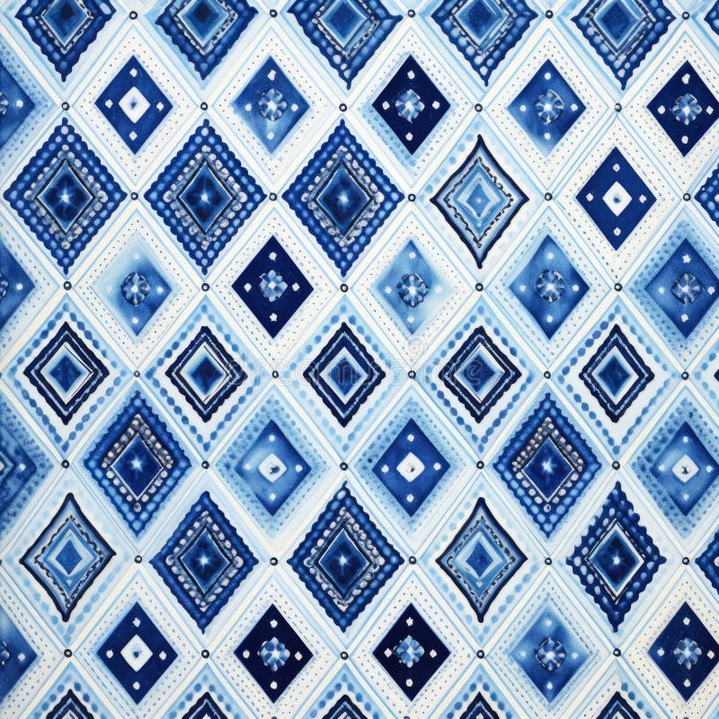 Blue Diamond Pattern on White Fabric: Detailed and Intricate ...