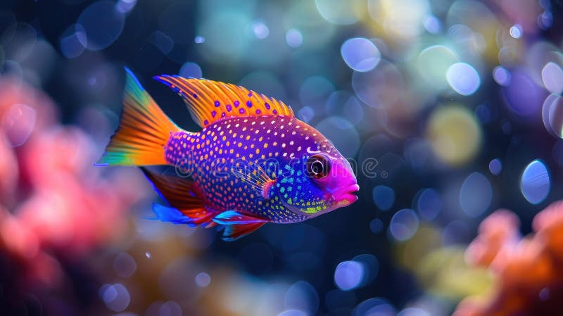Oceanic Fantasy: Colorful Fish in Realistic Style. Stock Illustration ...