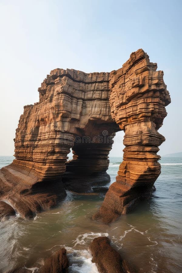 Oceanic Rock Formation Shaped by Natural Erosion Stock Illustration ...