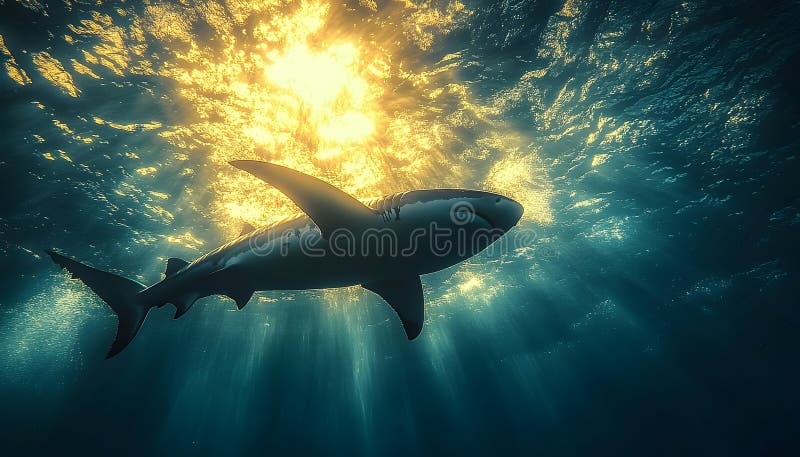 Sunlit Shark stock illustration. Illustration of underwaterphotography ...