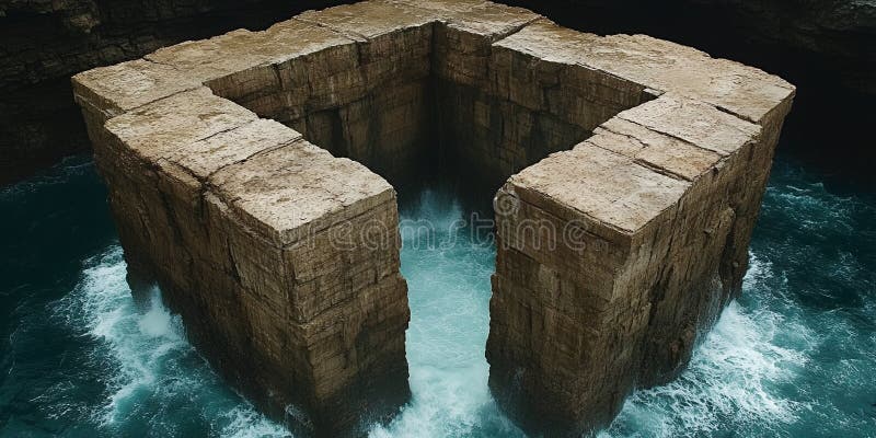 Oceanic Stone Structure Dramatic Coastal Cliffs Seascape Art View Calm ...