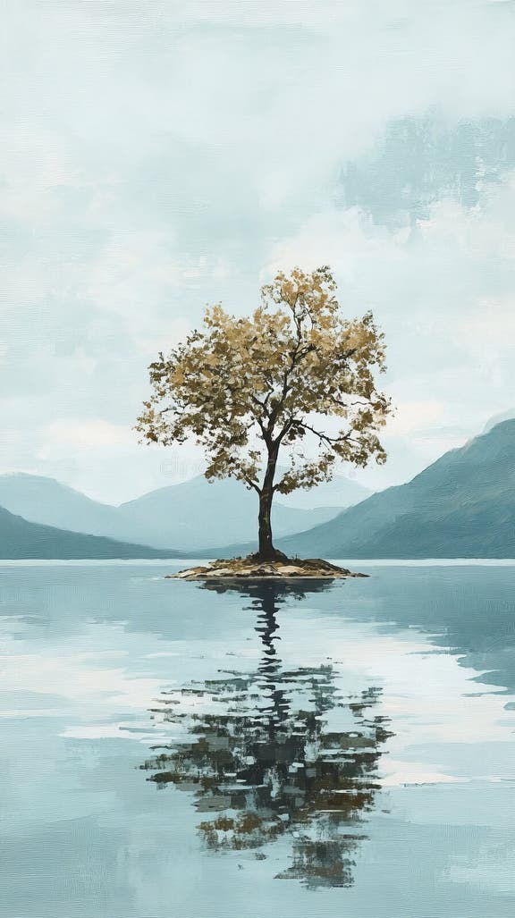 Oceanic Tree on a Small Island Stock Image - Image of green, tranquil ...