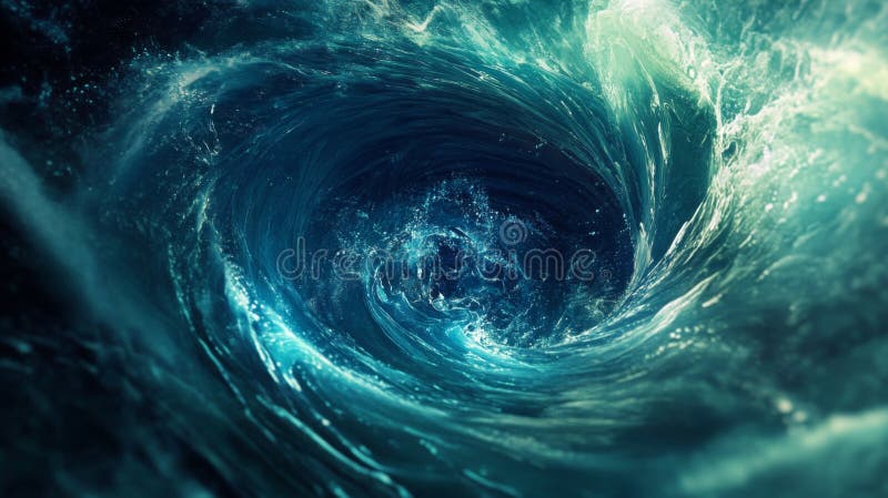 Oceanic Vortex a Powerful Whirlpool in the Deep Sea Stock Illustration ...