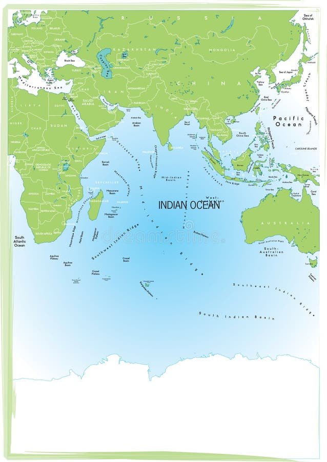 Mapa Político Do Oceano Índico Ilustração do Vetor - Ilustração de ...