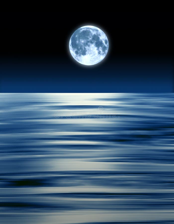 Oceano da lua azul foto de stock. Imagem de estrela, azul - 1393990
