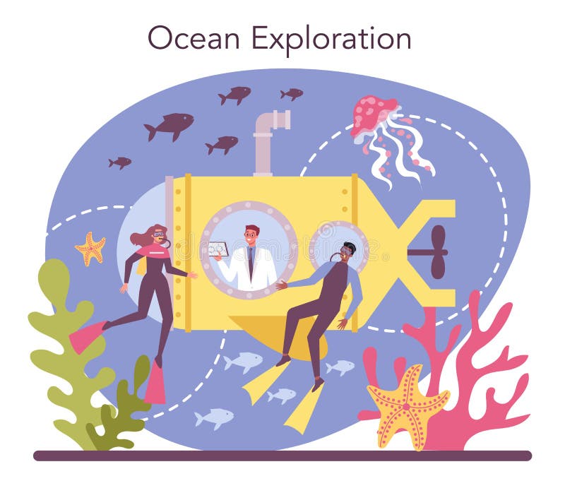 Oceanologist Concept. Oceanography Scientist Stock Vector ...