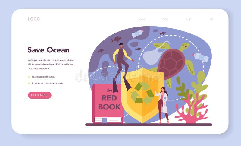Oceanologist Web Banner or Landing Page. Oceanography Scientist Stock ...