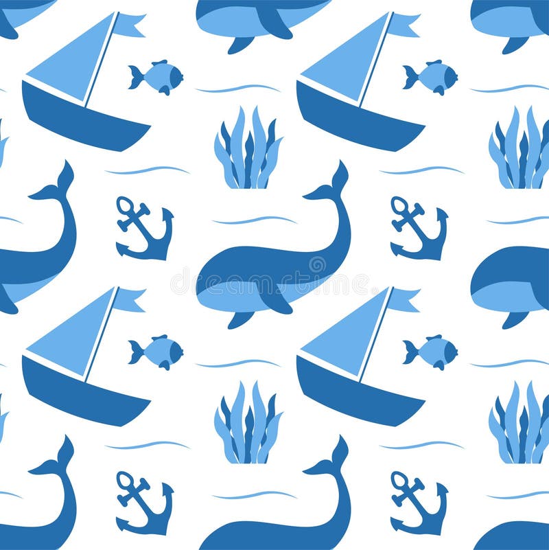 Oceans Seamless Pattern Design Featuring Ocean Decorative Elements in a ...