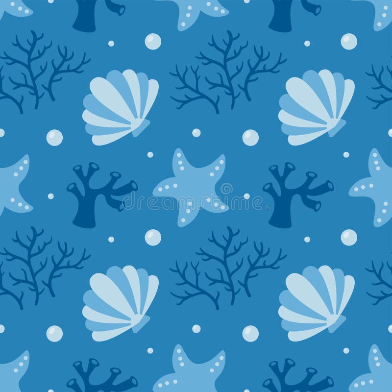 Oceans Seamless Pattern Design Featuring Ocean Decorative Elements in a ...
