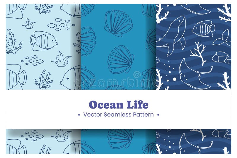 Oceans Seamless Pattern Design Featuring Ocean Decorative Elements in a ...