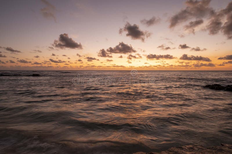 Oceanscape during the Sunset with Waves and Rock, Ascension Island ...