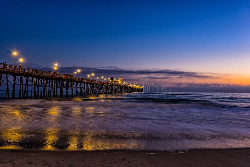 Oceanside Pier Sunset editorial stock image. Image of biking - 76562824