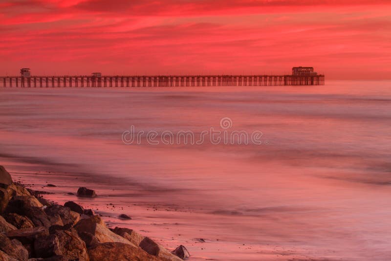 Oceanside Pier at Sunset stock image. Image of landscape - 57536505