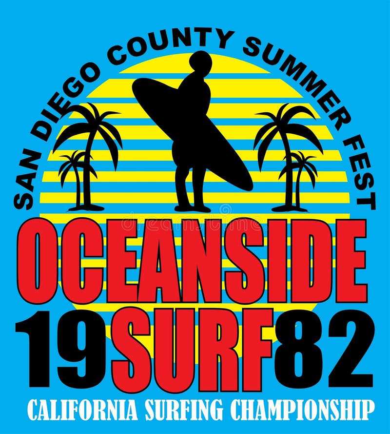 Oceanside Surfing Print Vector Art Stock Vector - Illustration of ...