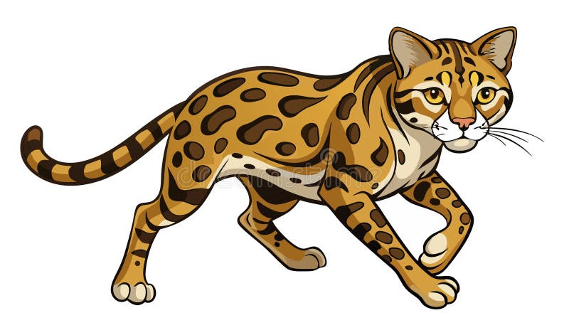 Ocelot Leaping Forward Muscles Tensed and Fur Rippling Stock Photo ...