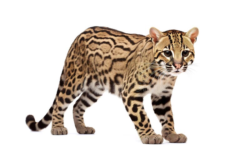 Ocelot Leopardus Pardalis Walking on a Side View Silhouette Found in ...