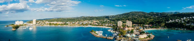 Ocho Rios Jamaica Bay Panoramic Stock Image - Image of tropical, water ...