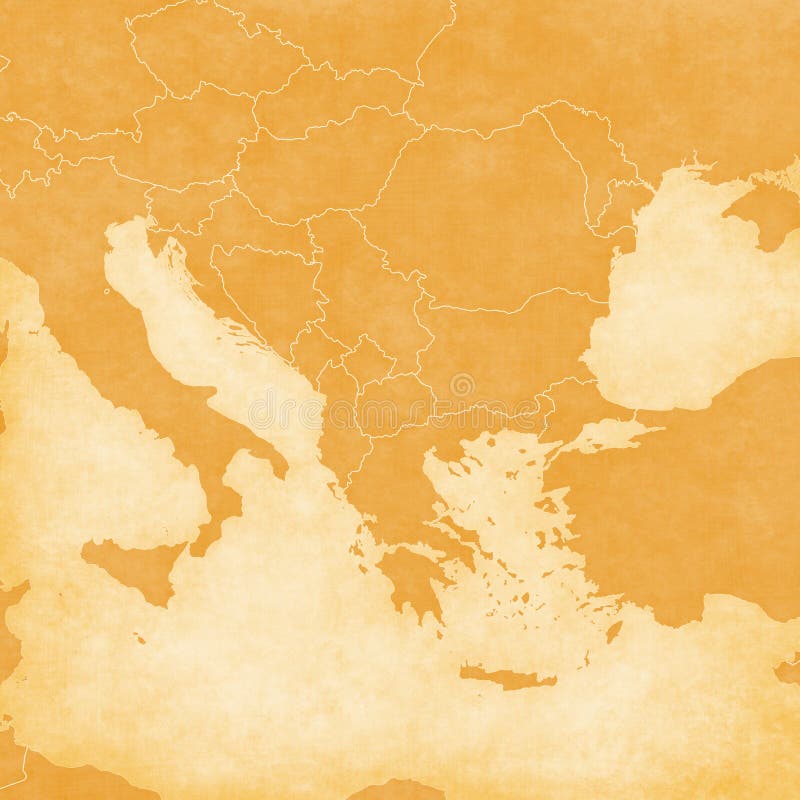 Ocher blank map of Balkans stock illustration. Illustration of blank ...