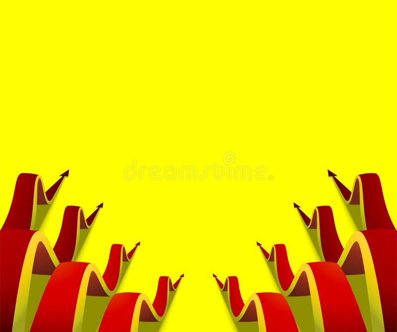 Ocho Flechas Rojas Que Suben En Fondo Amarillo Ilustración del Vector ...