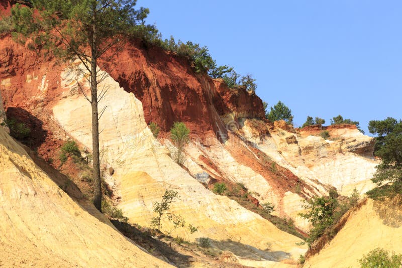 Ochre Mountains in Provence, France Stock Photo - Image of formation ...
