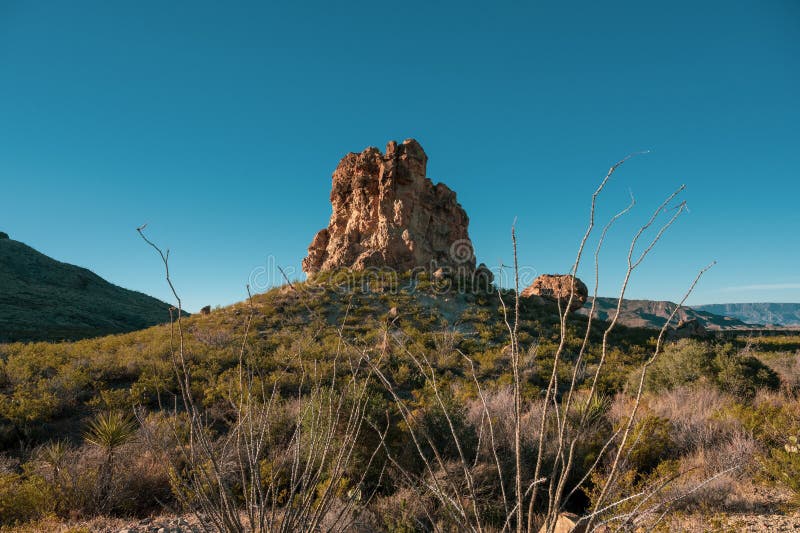 Ocotillo Branches in Front of the Chimnneys Stock Photo - Image of ...