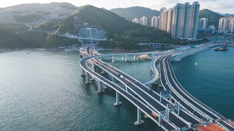 5 Oct 2022 Cross Harbor Bridge Under Construction, Tseung Kwan O Stock ...