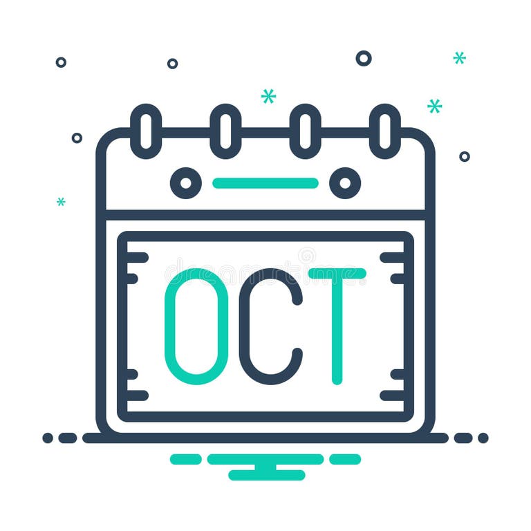 Mix Icon for Oct, October and Day Stock Vector - Illustration of book ...