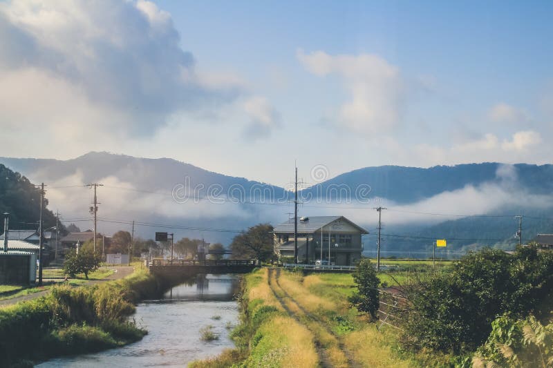 30 Oct 2013 the Landscape of Countryside, Japan. View at Train ...