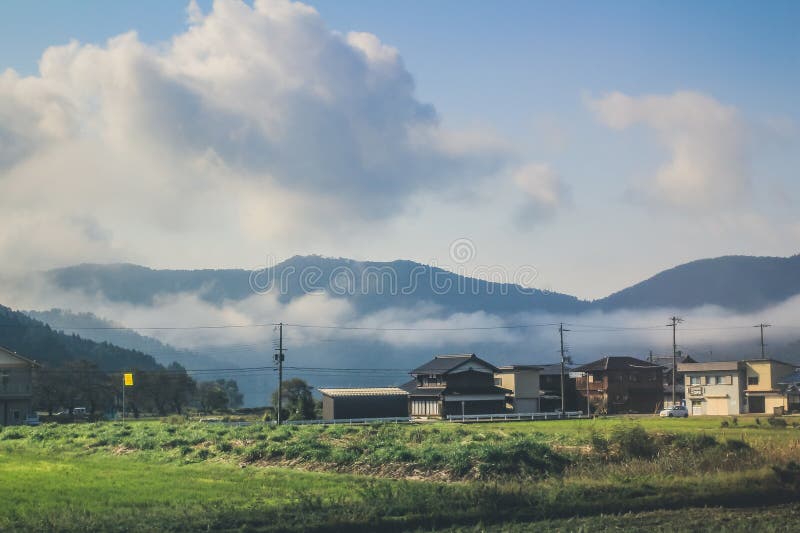 30 Oct 2013 the Landscape of Countryside, Japan. View at Train ...