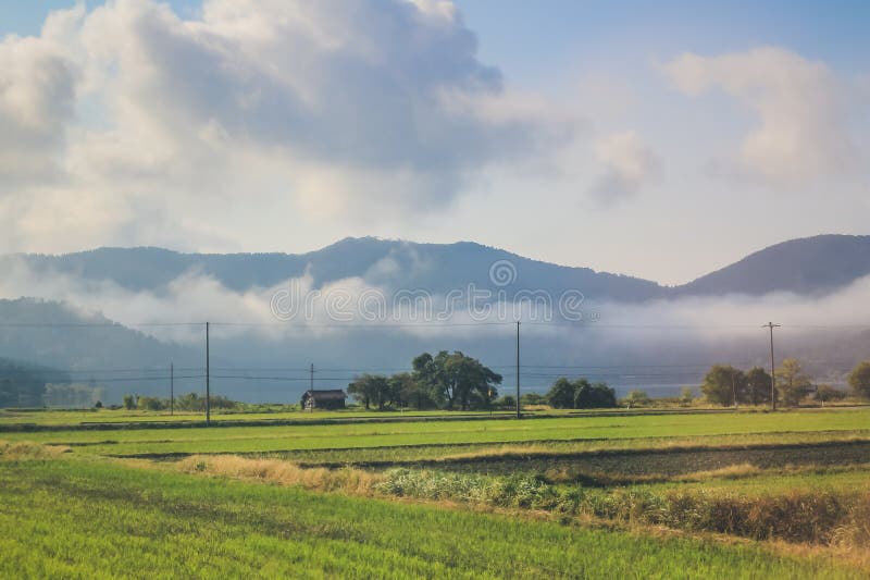 30 Oct 2013 the Landscape of Countryside, Japan. View at Train ...