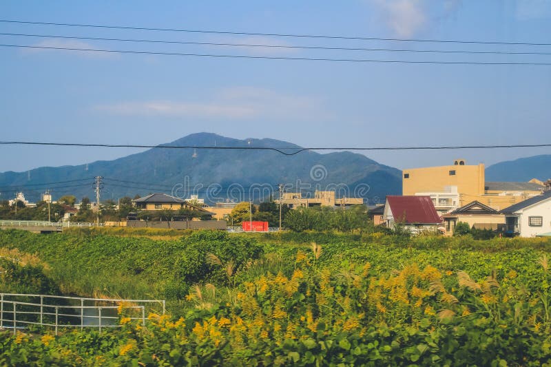 30 Oct 2013 the Landscape of Countryside, Japan. View at Train ...