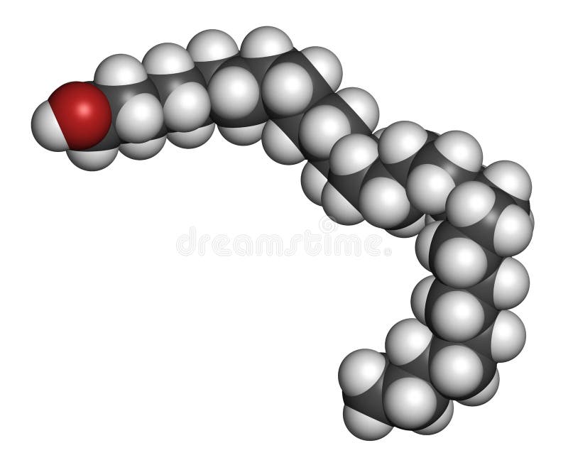 Octacosanol Plant Wax Component Molecule. 3D Rendering. Long Chain ...