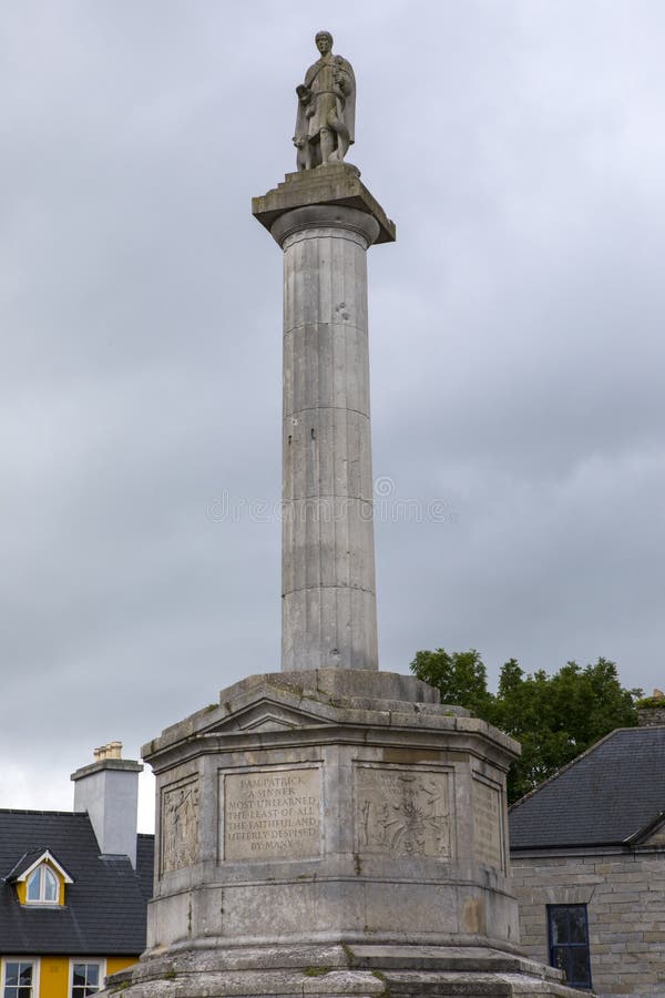 Octagon Column and Statue of St. Patrick in Westport Stock Photo ...