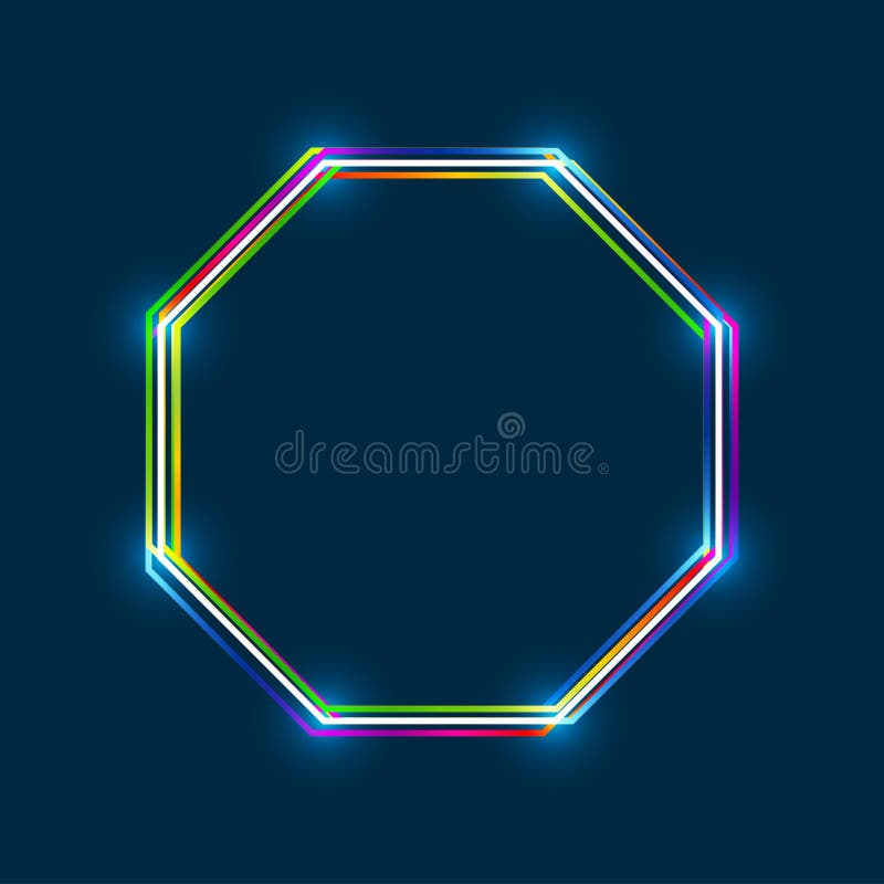 Octagon Frame with Colorful Multi-layered Outline and Glowing Light ...
