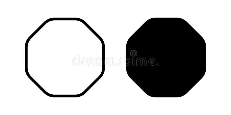 Octagon Frame and Shape Isolated on White Background. Basic Geometric ...