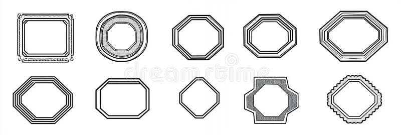 Octagon Frames Geometric Shapes Elegant Design Elements Vector Black ...