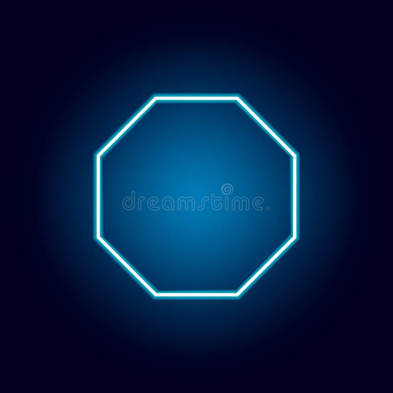 Octagon Icon in Neon Style. Geometric Figure Element for Mobile Concept ...