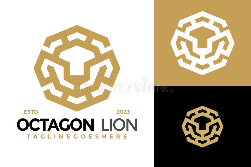 Octagon Lion Head Logo Design Vector Symbol Icon Illustration Stock ...