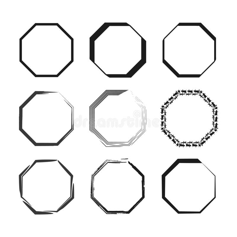Octagon Shape Icon. Abstract Geometric Outline. Hand Drawn Elements ...