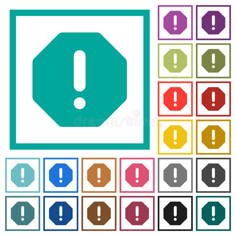 Octagon Shaped Error Sign Solid Flat Color Icons with Quadrant Frames ...