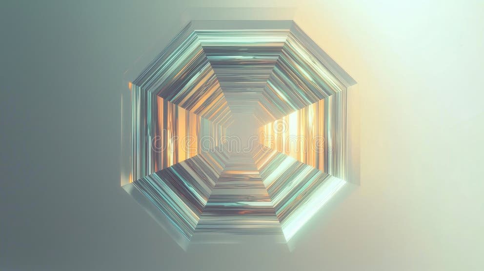 Octagon Shaped Tunnel is Glowing at the End with Light Streaks ...