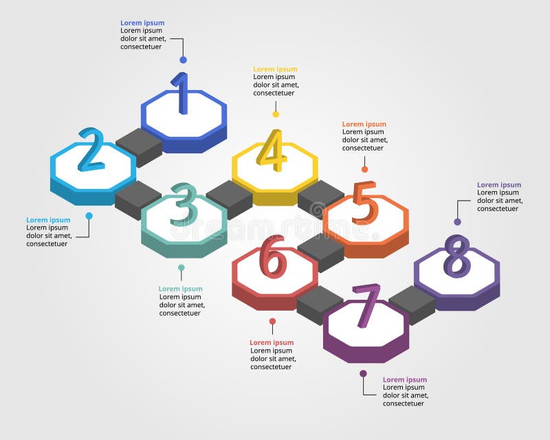 Octagon Step Chart Template for Infographic for Presentation for 8 ...