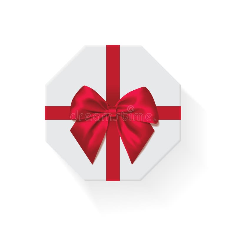 Octagonal Box with a Red Bow from Above Stock Vector - Illustration of ...